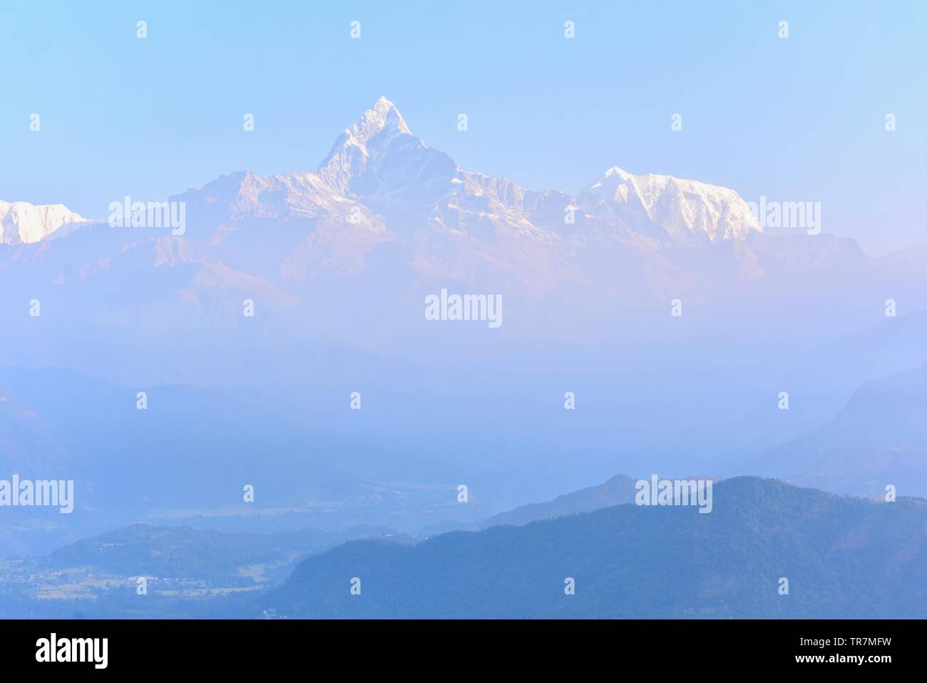 View of the Peak of Mt. Machapuchare or Fish Tail Mountain from ...