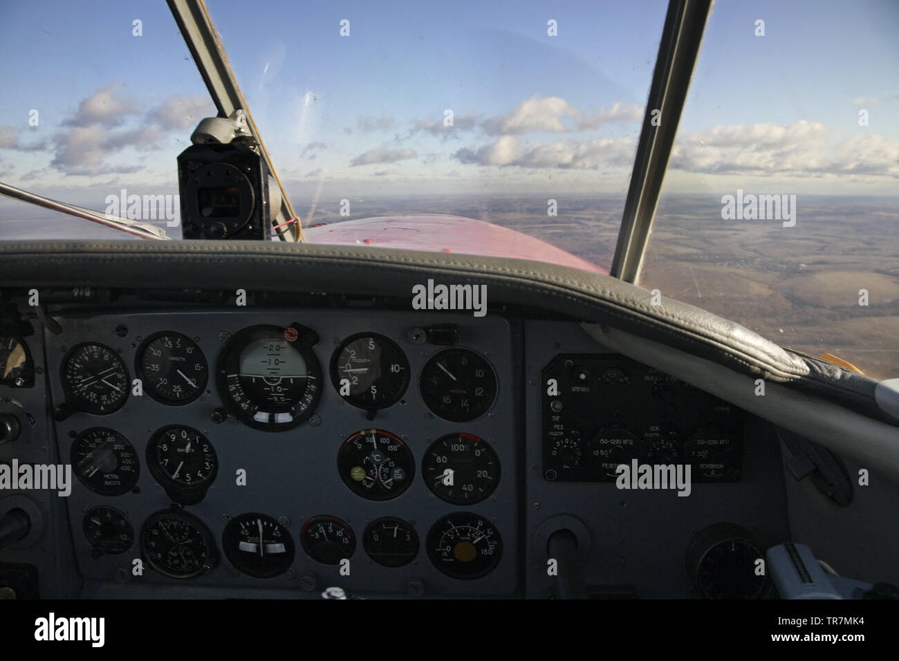 Cockpit of plane. Russia Stock Photo - Alamy