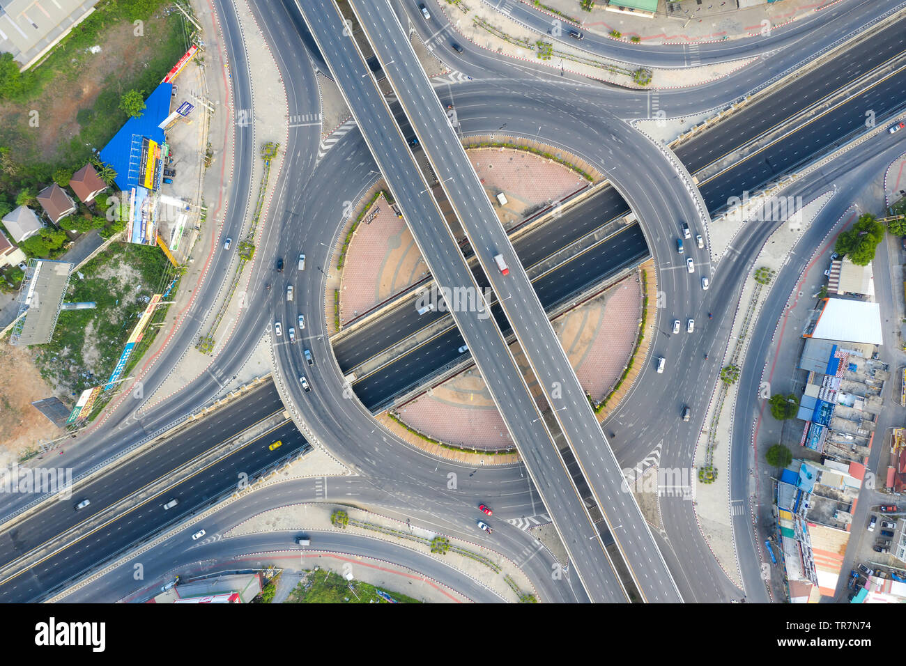 Aerial Motorway Junction Roundabout Stock Photos & Aerial Motorway ...