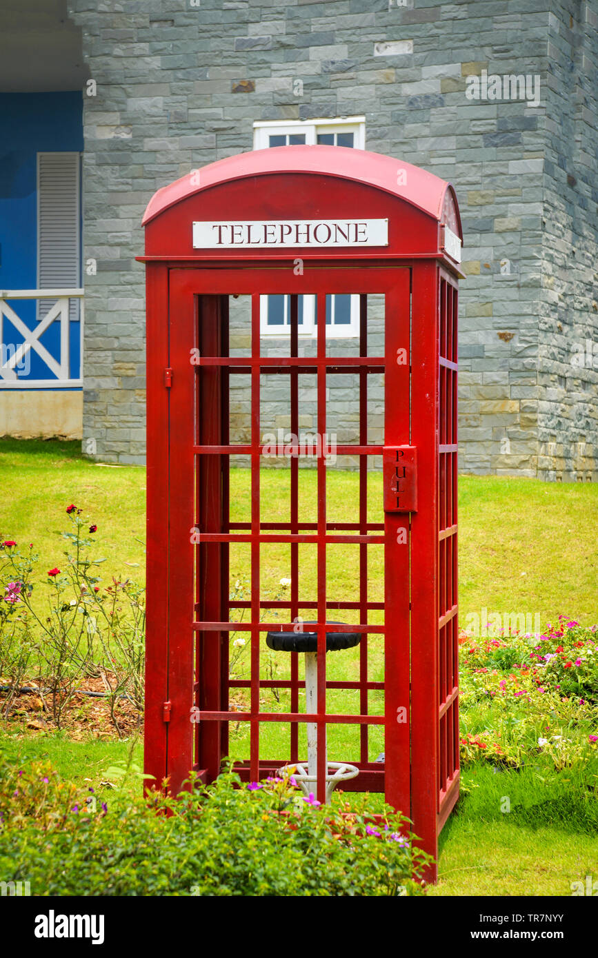 Old english red callbox vintage box of telephone traditional in the ...