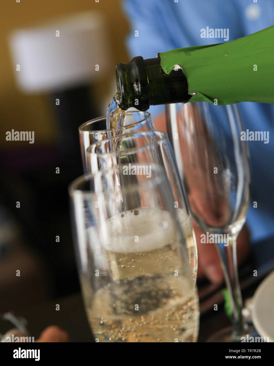 Formal Dinner Place Setting with Champagne Stock Photo - Alamy