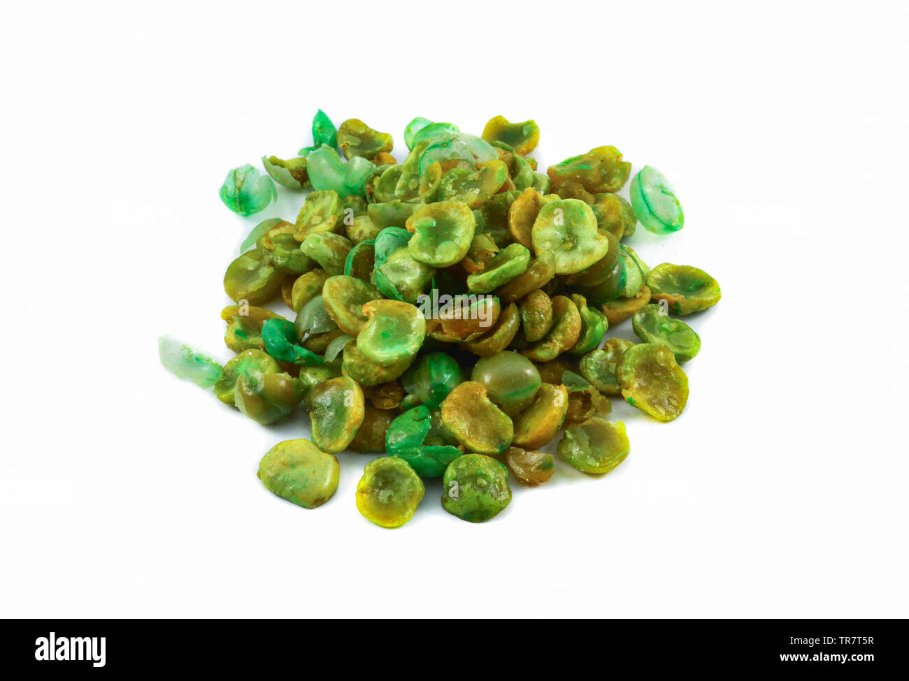 Cooked baked salt broad beans isolated on white background - Wasabi ...