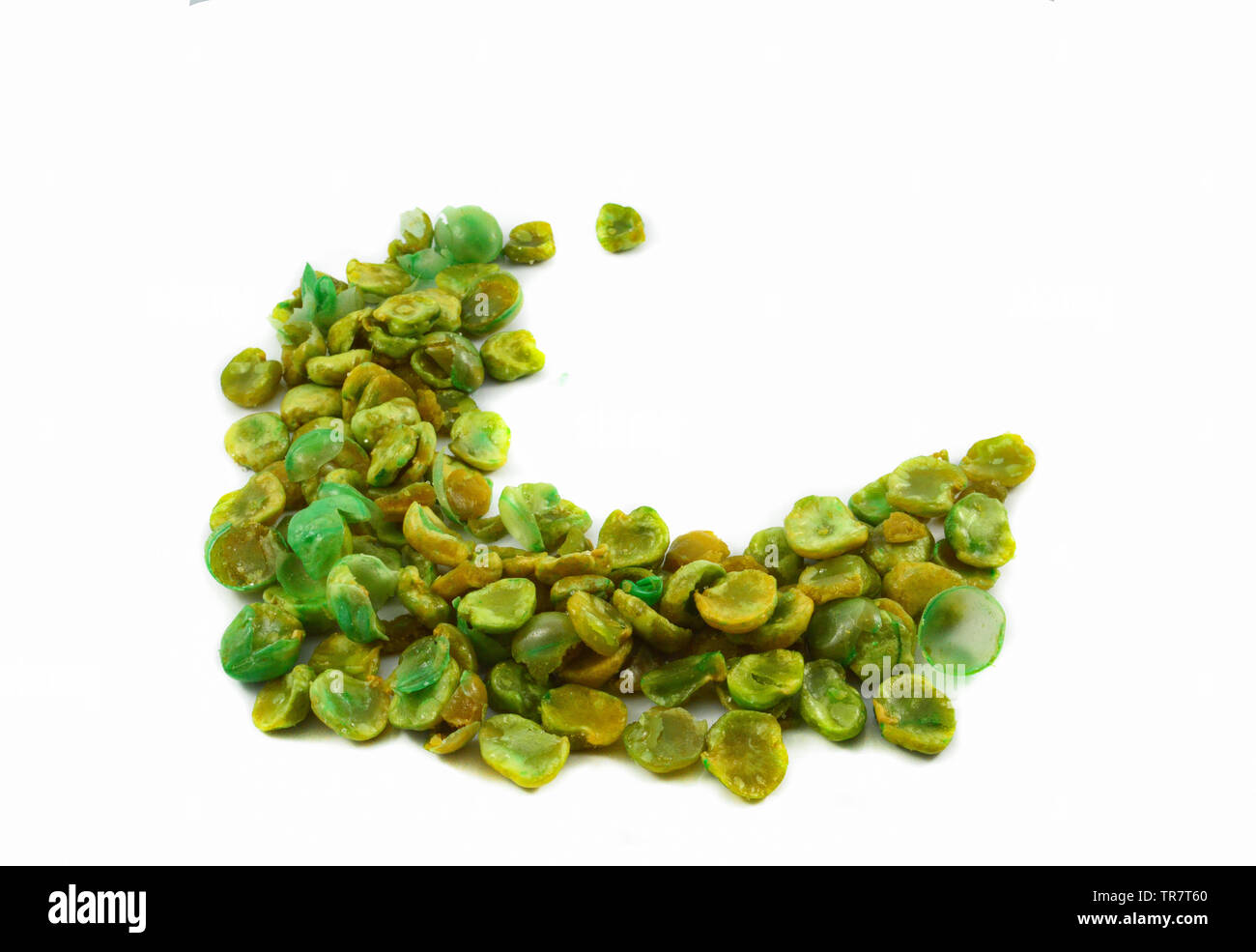 Cooked baked salt broad beans isolated on white background - Wasabi ...