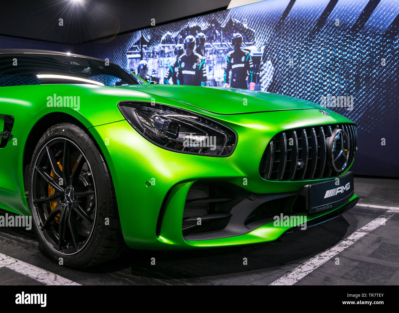 Sankt-Petersburg, Russia, January 12, 2018 : Green Mercedes-Benz AMG ...