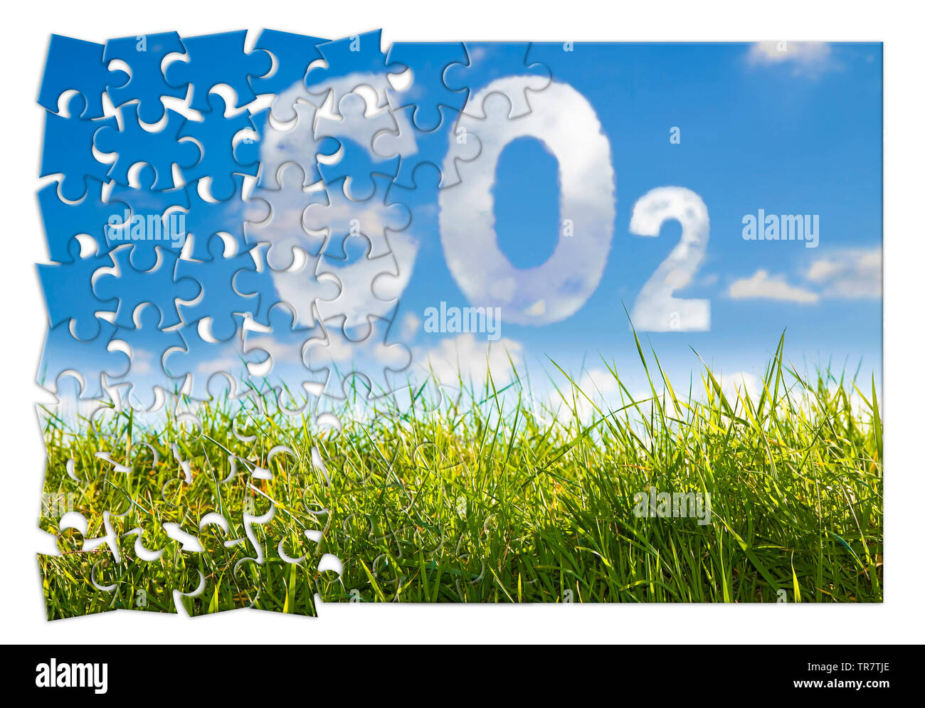 Reduction of CO2 presence in the atmosphere - jigsaw puzzle concept ...