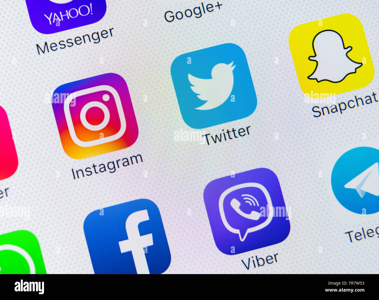 Sankt-Petersburg, Russia, March 5, 2018: Apple iPhone X with icons of ...