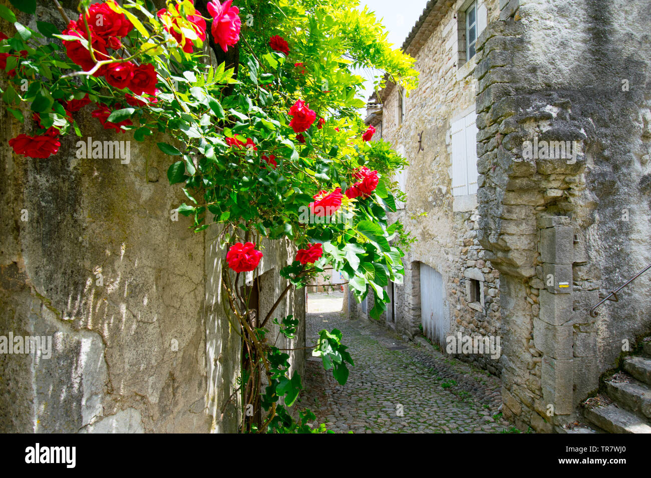 medieval village of Larnas in the Ardeche region in France Stock Photo ...
