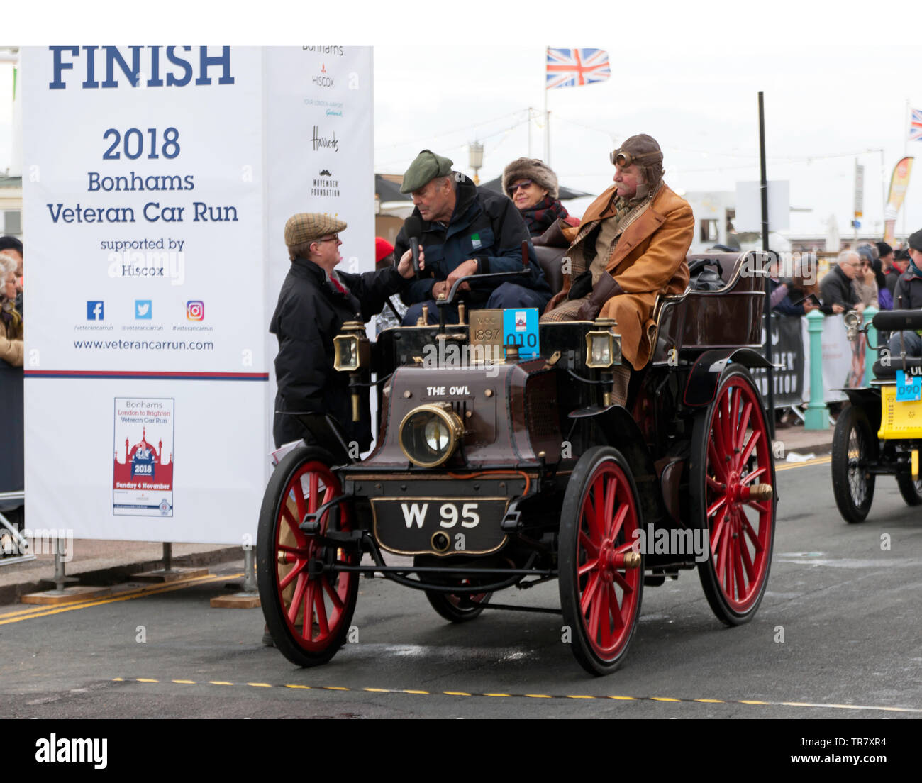 Mr Michael Flather being interviewed, after completing the 2018 London ...