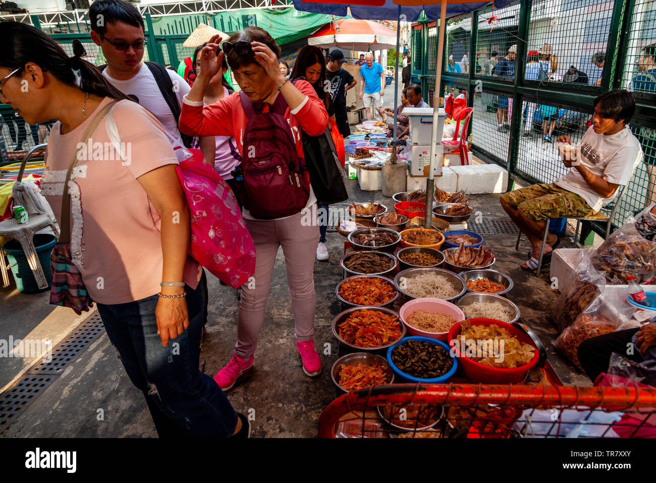 Food Being Sold In The Street, Tai O Fishing Village, Hong Kong, China ...