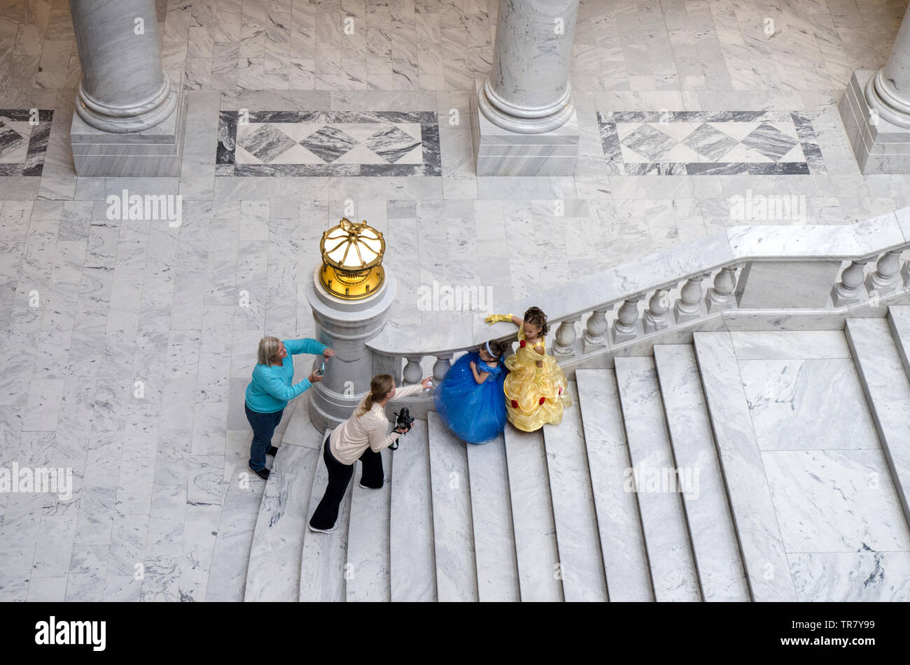 Two young girls dressed in ball gowns are photographed in the Utah ...