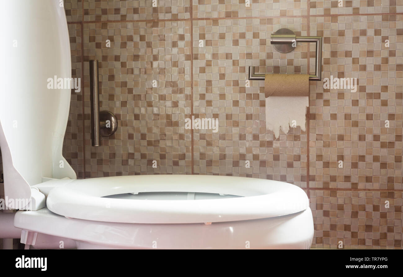 toilet or WC with empty paper roll Stock Photo - Alamy