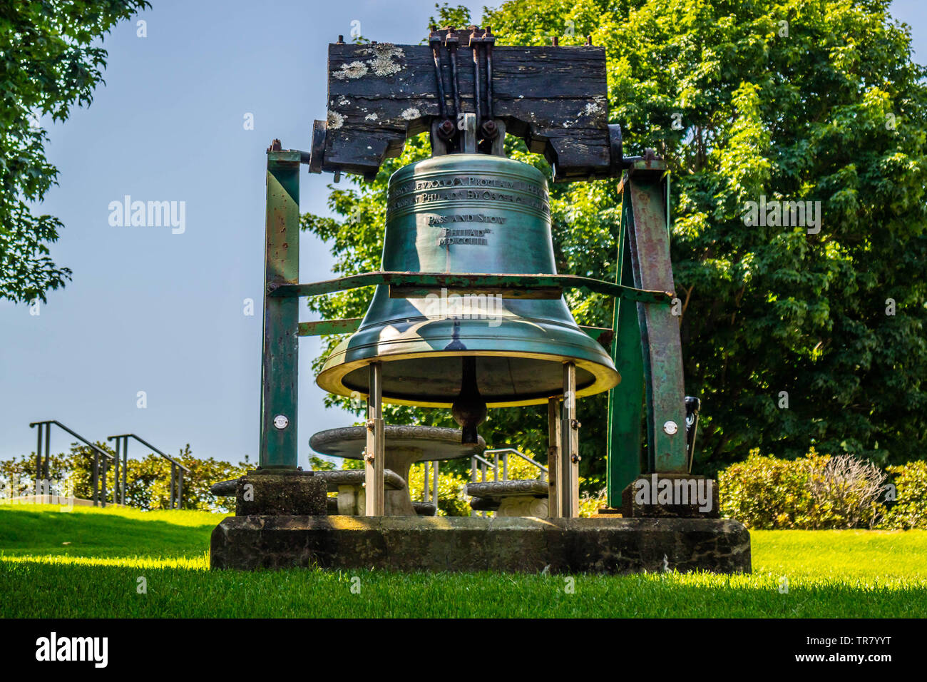 Augusta State Capital, ME, USA - August 8, 2018: The huge Liberty Bell ...