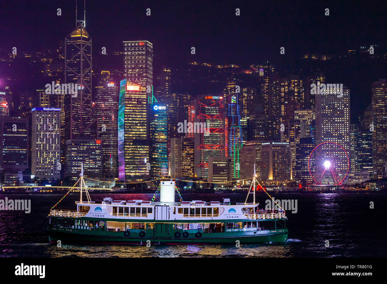 The Star Ferry’s Harbour Tour Boat and Hong Kong Skyline Viewed From The Promenade, Kowloon ...