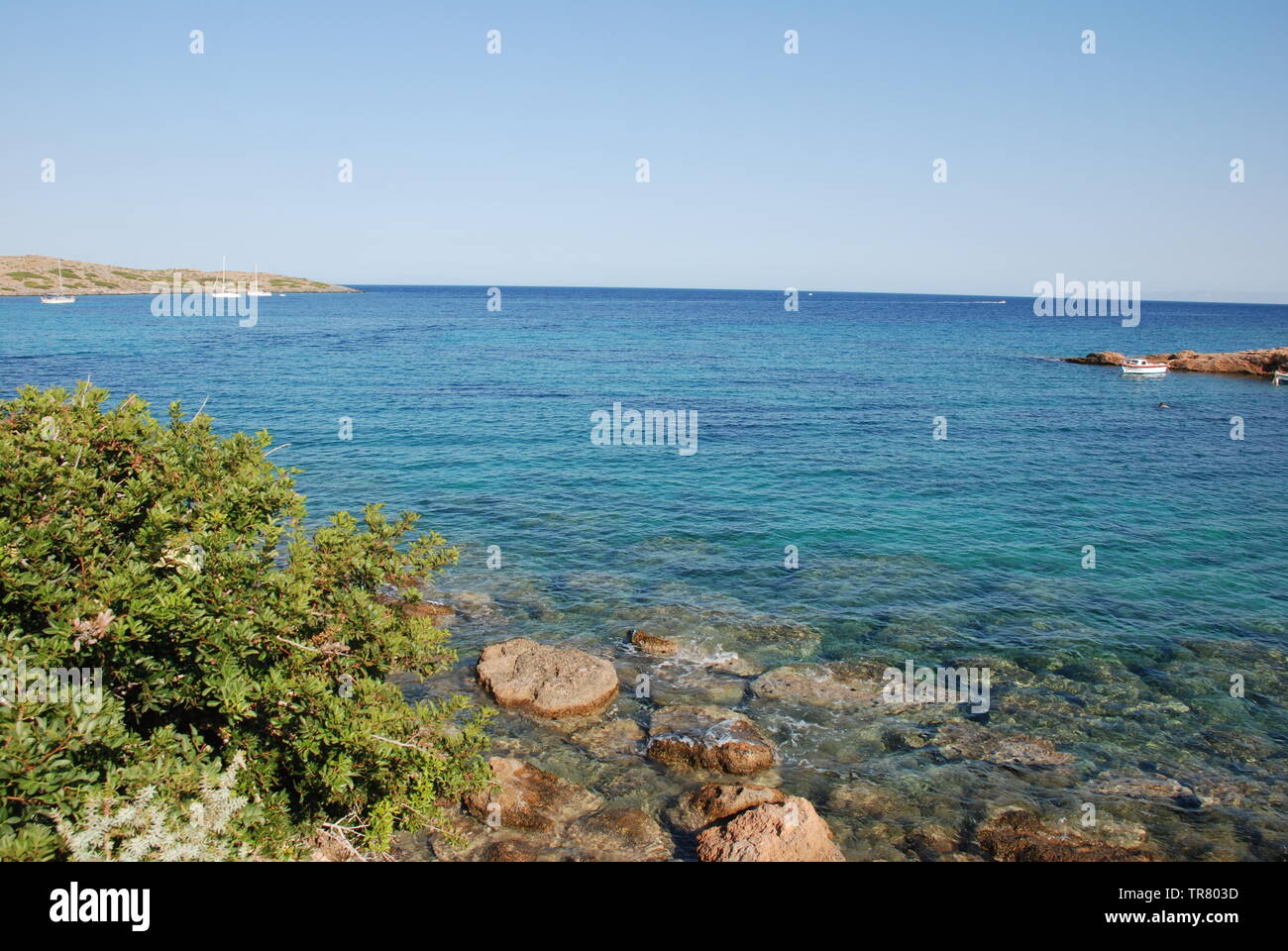 Calm seas at the Hamolia beach near the city of Athens. Vravrona region ...