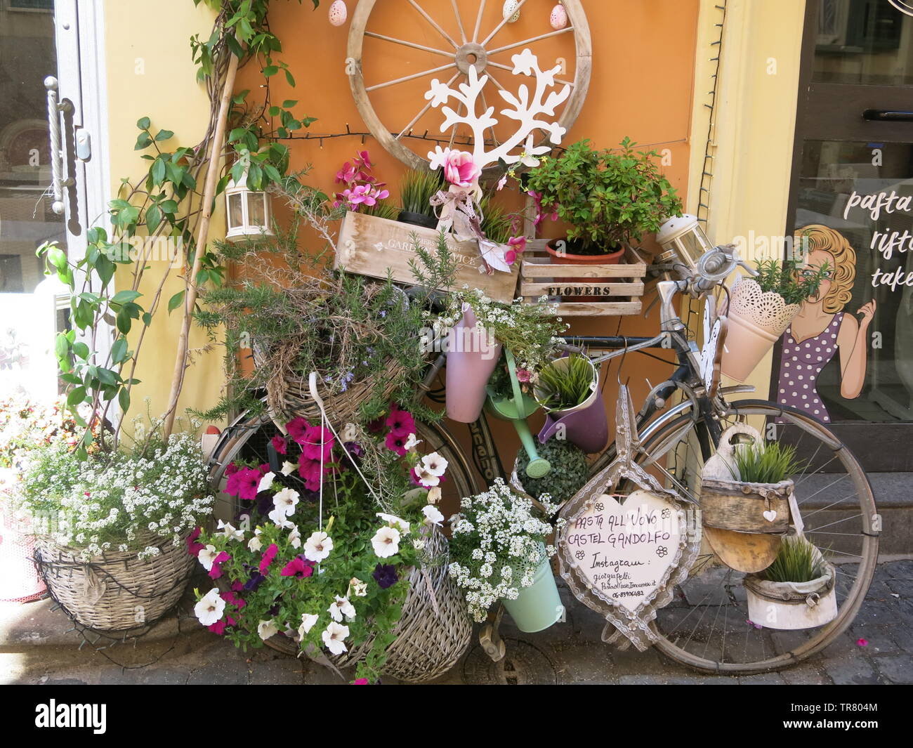 Cycle bike flower display hi-res stock photography and images - Alamy