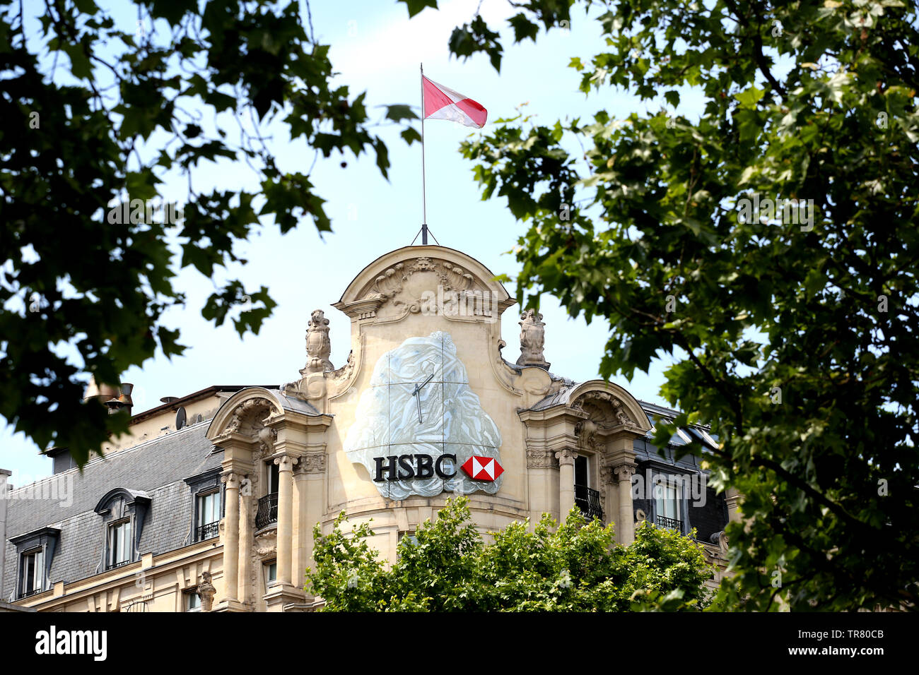 Sign for HSBC Bank spotted on the Champs Elysees at Paris, France Stock ...