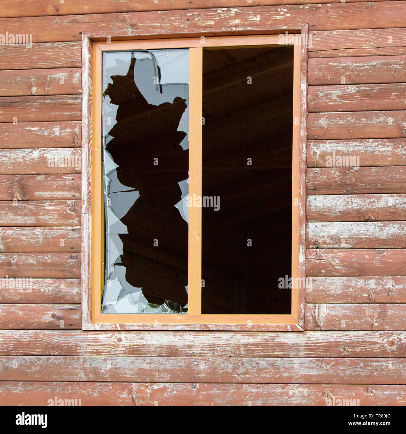 Cracked and broken glass window. Vandalism fracture Stock Photo - Alamy