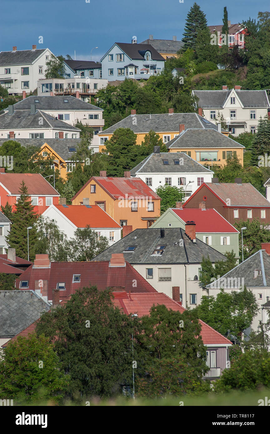 Houses in different colours built on a hillside Stock Photo - Alamy