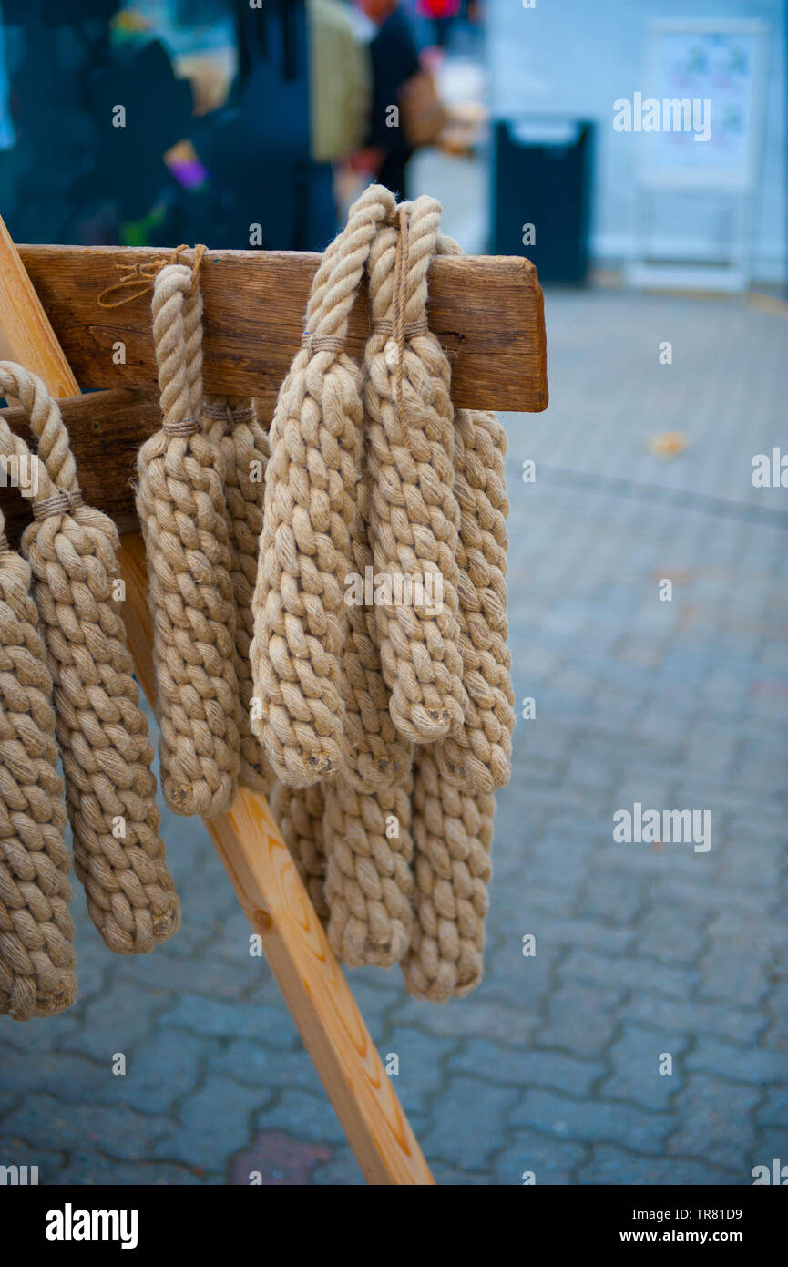 Beautifully made rope fenders for ships Stock Photo - Alamy