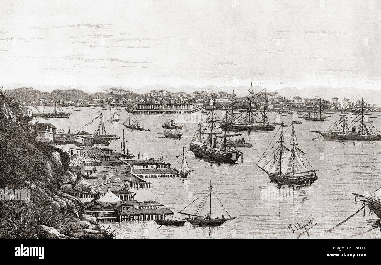 Havana harbor, port of Havana, Cuba, seen here in the 19th century ...