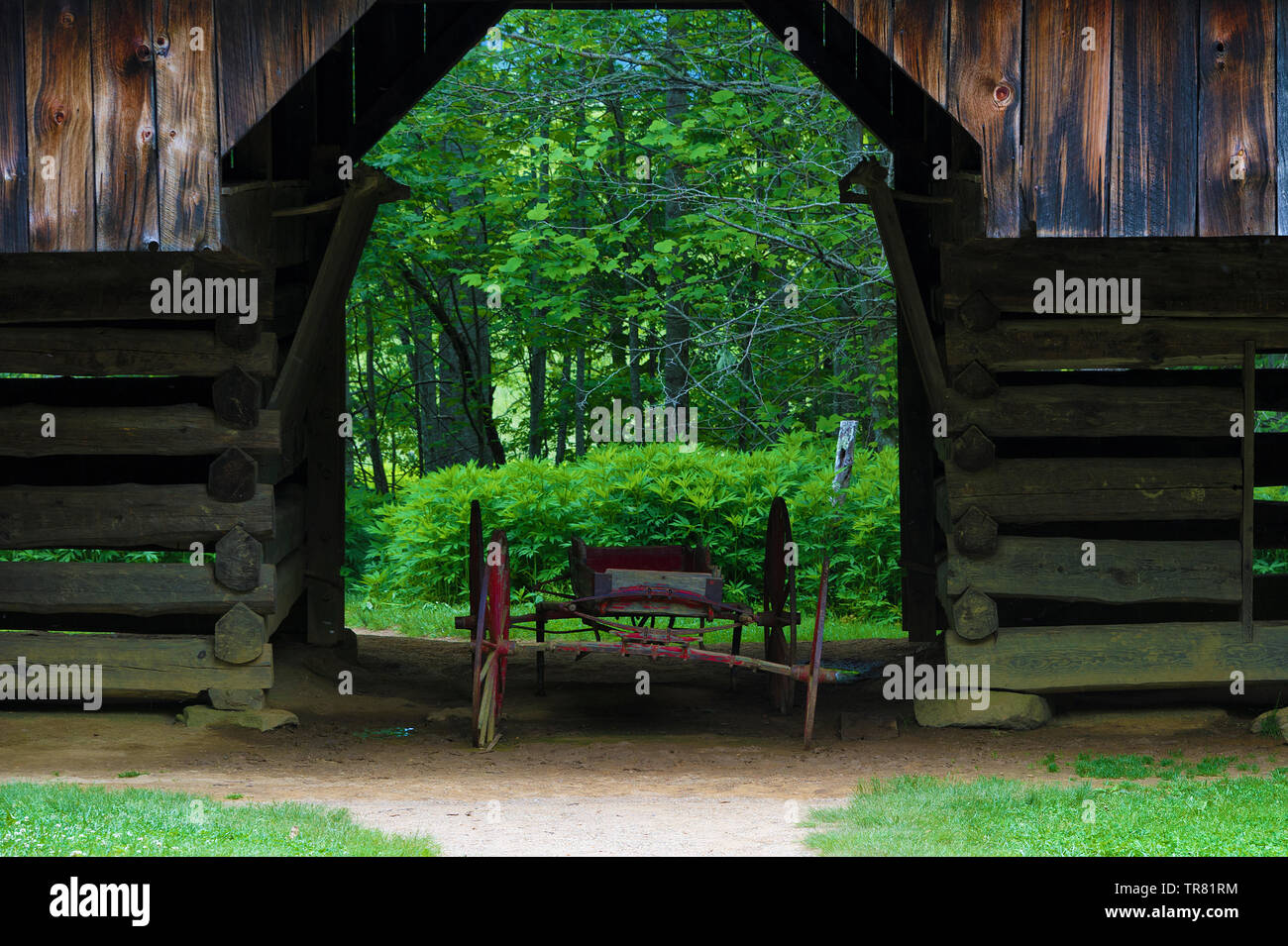 A Barn of architectural design unique to the Appalachian mountain sits ...