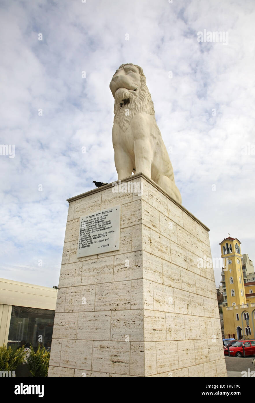 Modern copy of the "Piraeus Lion" in Piraeus. Greece Stock Photo - Alamy