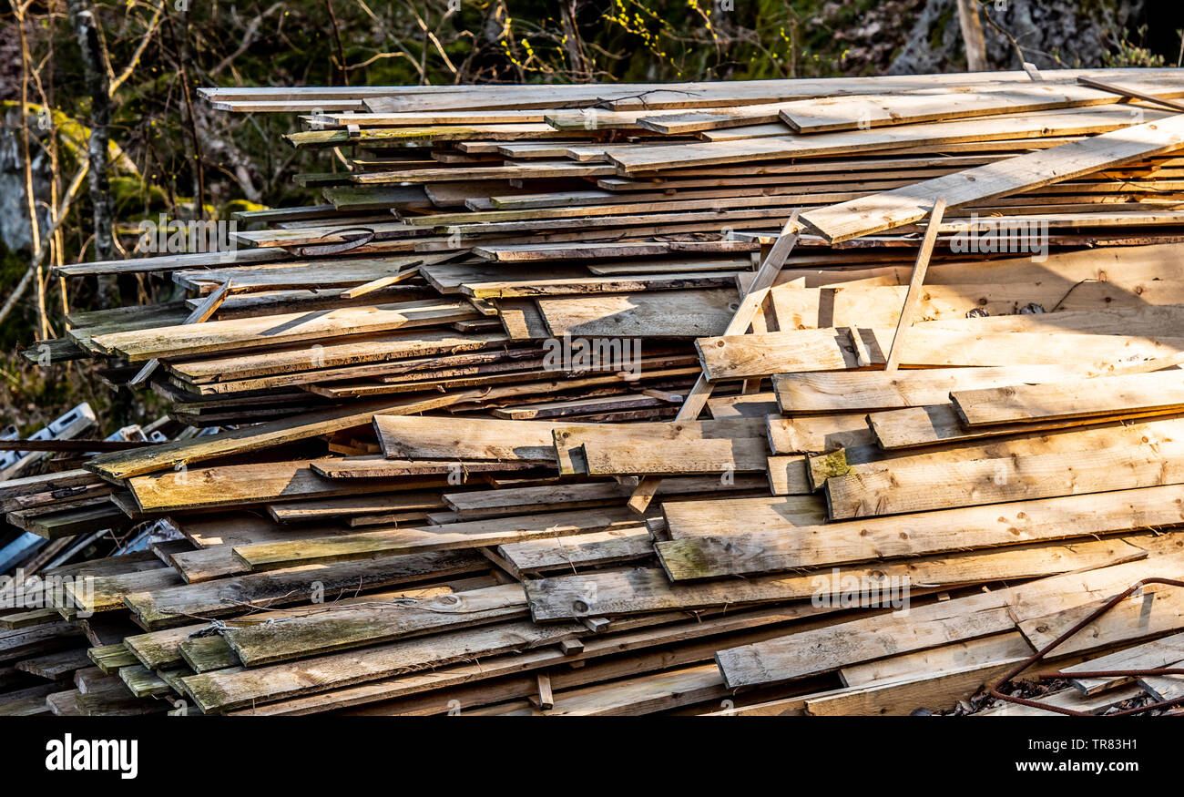 Stacks of old wood planks Stock Photo - Alamy