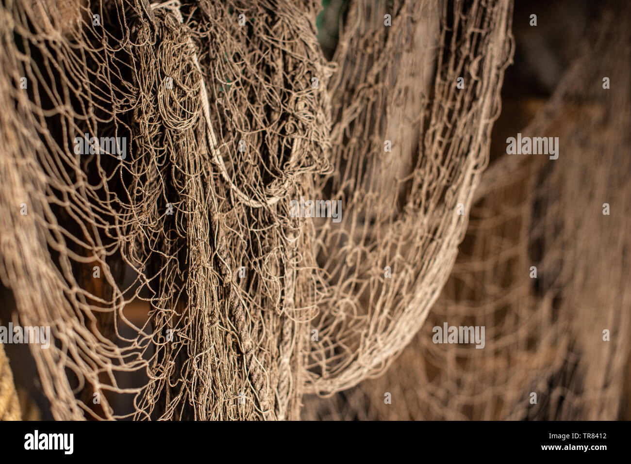 Vintage nets used in fishing a long time ago Stock Photo - Alamy
