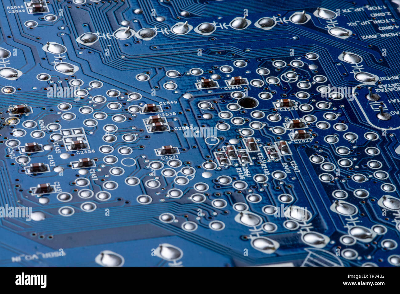 Details of a blue printed circuit board Stock Photo - Alamy