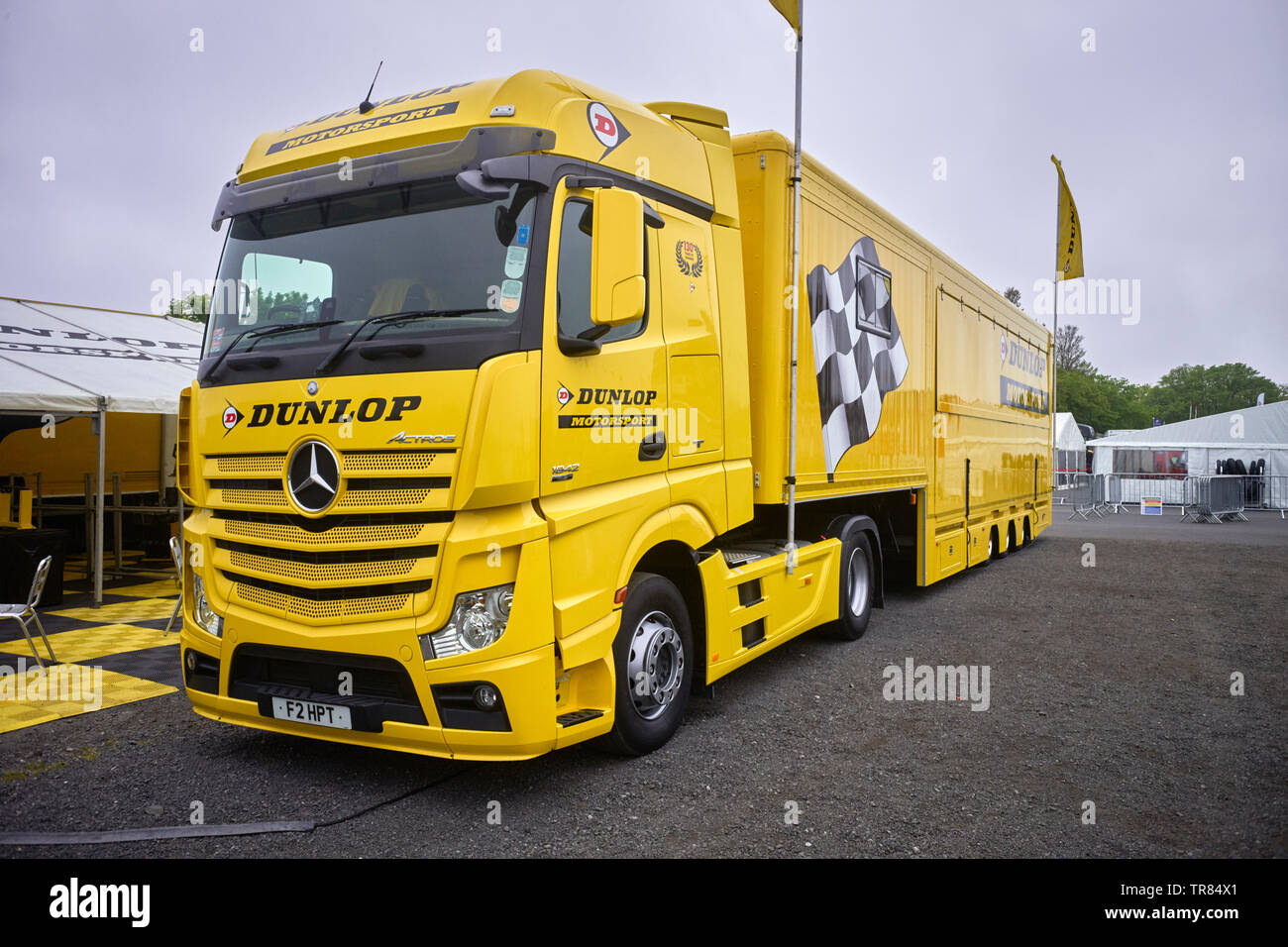 Dunlop motorsport support vehicle at the Grandstand area of the 2019 TT ...