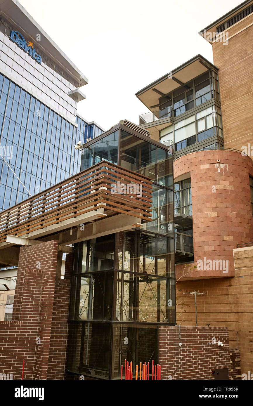 Elevator to the deck of Millennium Bridge in the Riverfront Park ...
