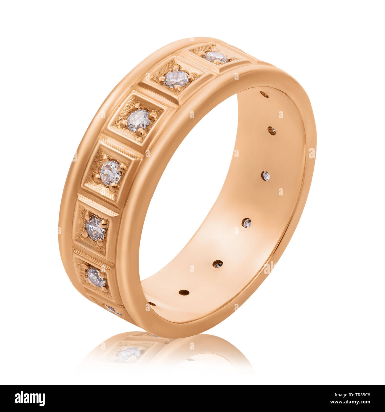 Beautiful female diamond ring isolated on white background Stock Photo ...