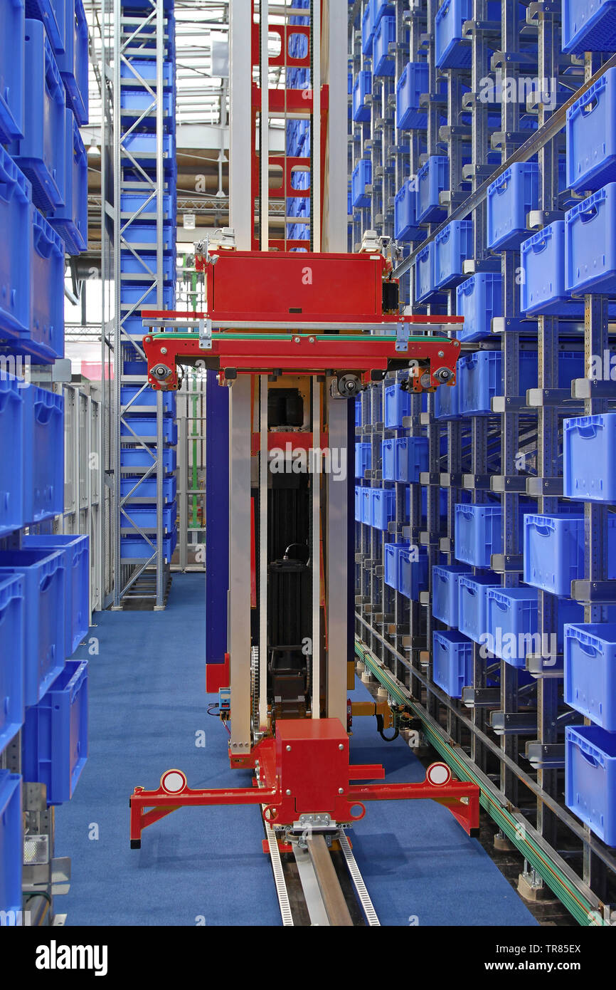 Robotic Warehouse Plastic Crates Storage Retrieval System Stock Photo ...