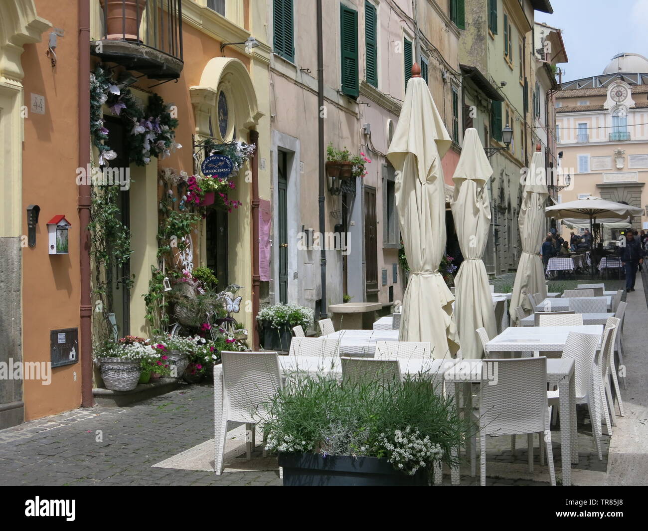 A picturesque street in the town of Castel Gandolfo, Lazio, Italy ...