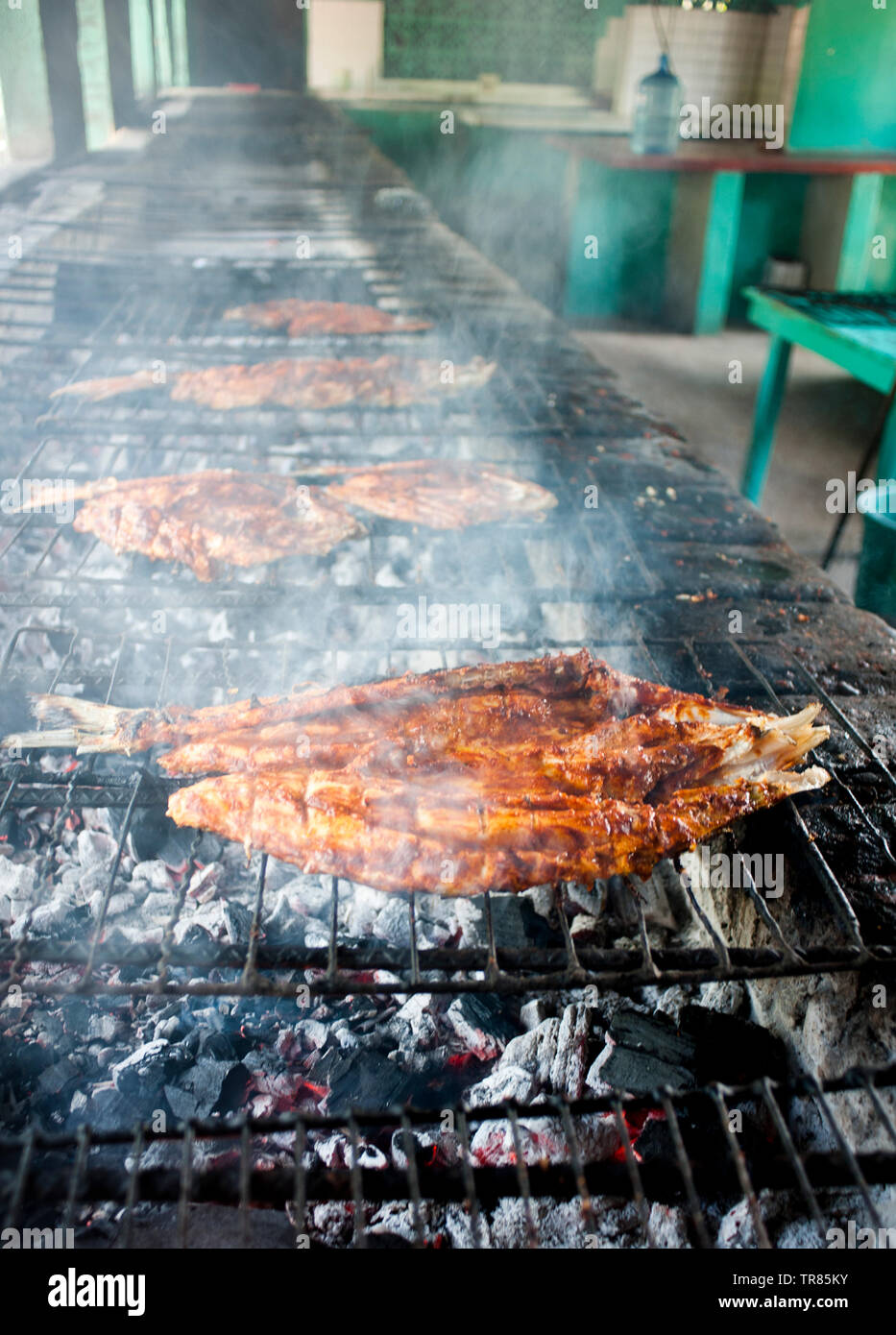 Huachinango (red snapper) a la talla. Barra Vieja, Acapulco, Guerrero ...