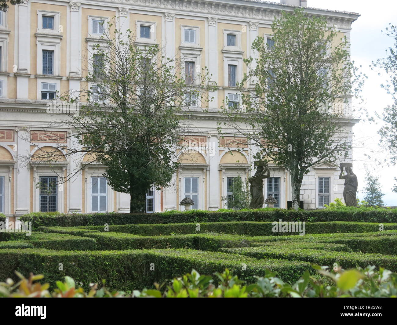 View of the exterior of the mansion and its surrounding grounds at the ...
