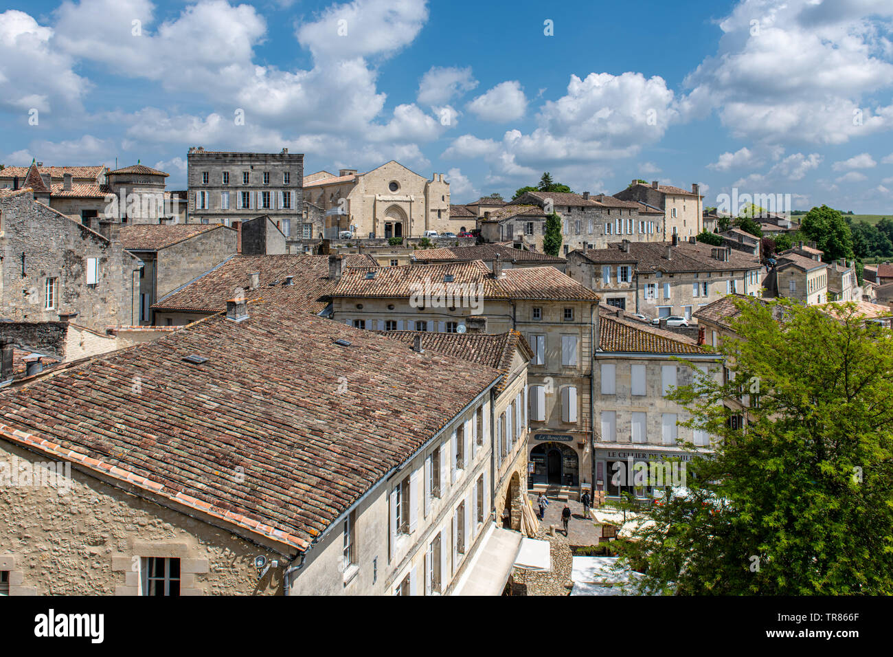 Panoramic View of the Medieval Fortification Town of Saint-Emilion ...