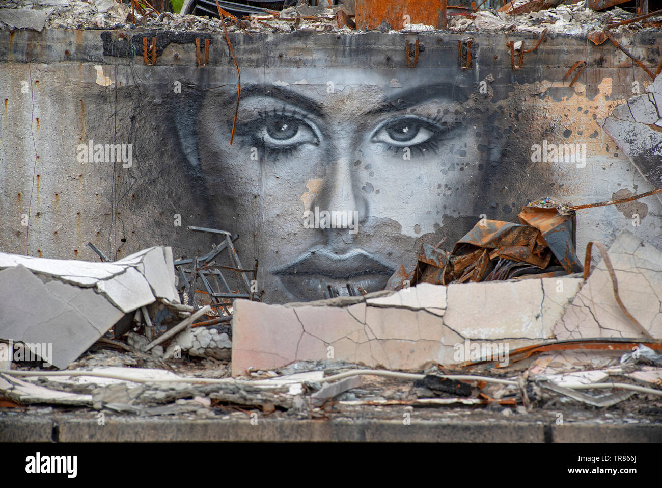 Graffiti artist Shane Grammer paints portraits among the ashes from ...