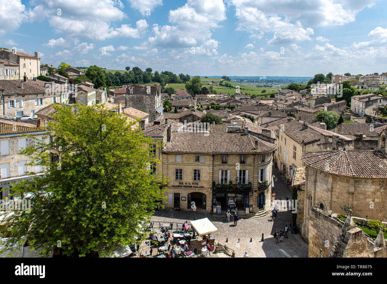 Panoramic View of the Medieval Fortification Town of Saint-Emilion ...