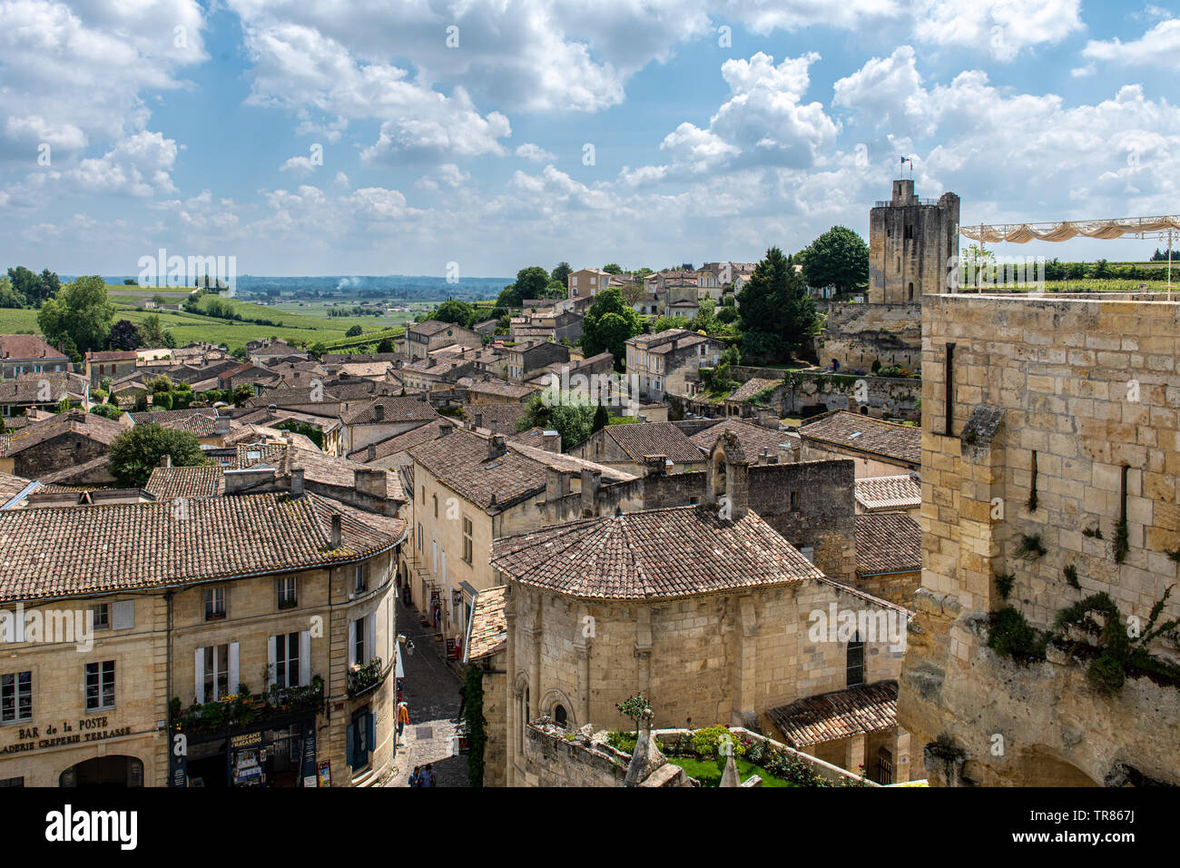 Panoramic View of the Medieval Fortification Town of Saint-Emilion ...