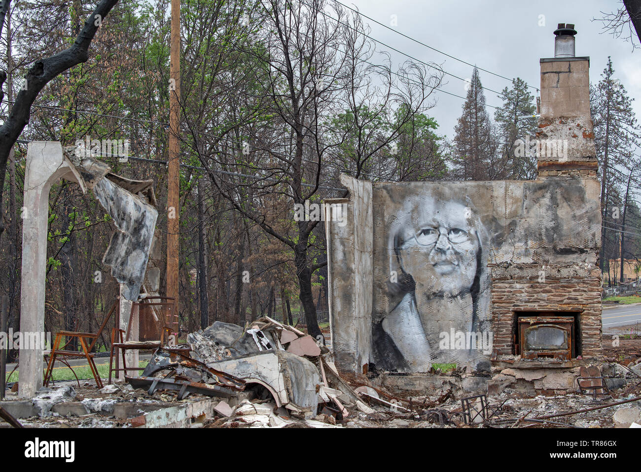 Graffiti artist Shane Grammer paints portraits among the ashes from ...
