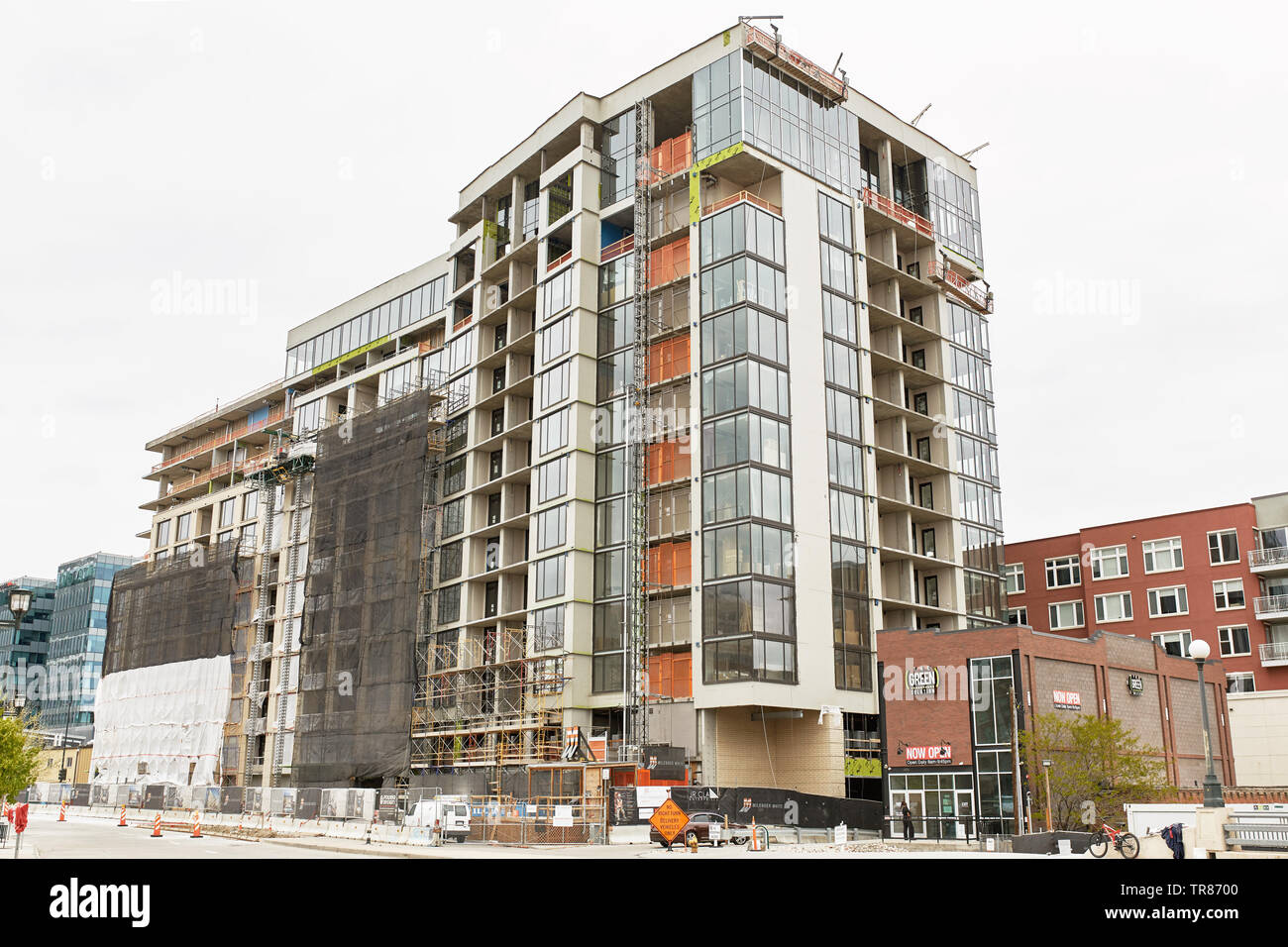 Ongoing construction and development of highrise buildings, downtown ...