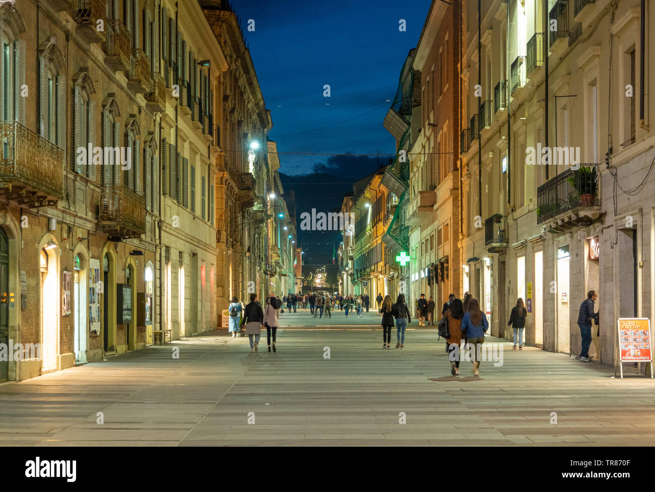 Teramo (Italy) - The elegant historical center, with street and stone ...