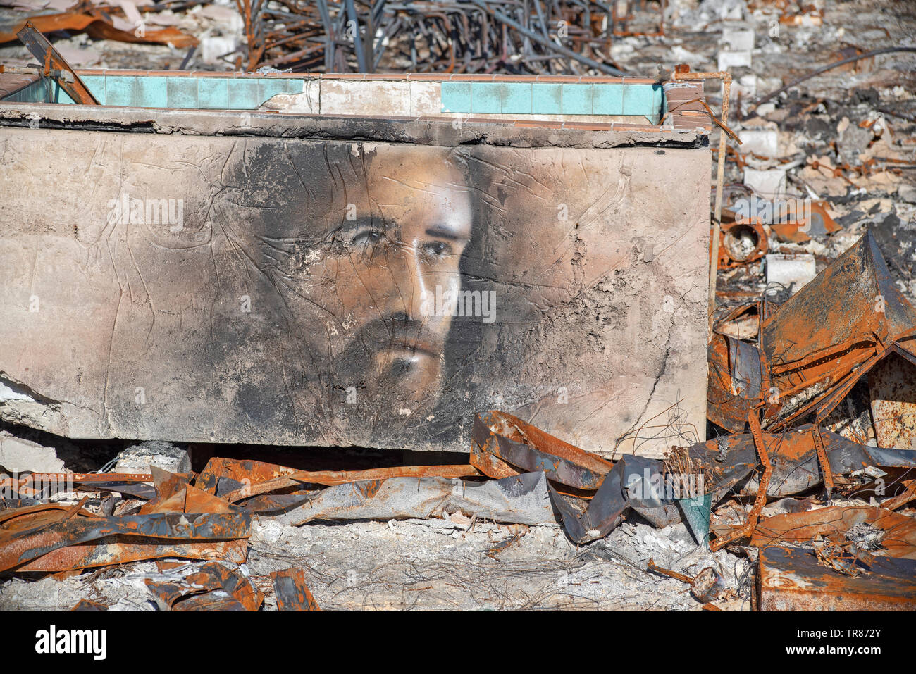 Graffiti artist Shane Grammer paints portraits among the ashes from ...