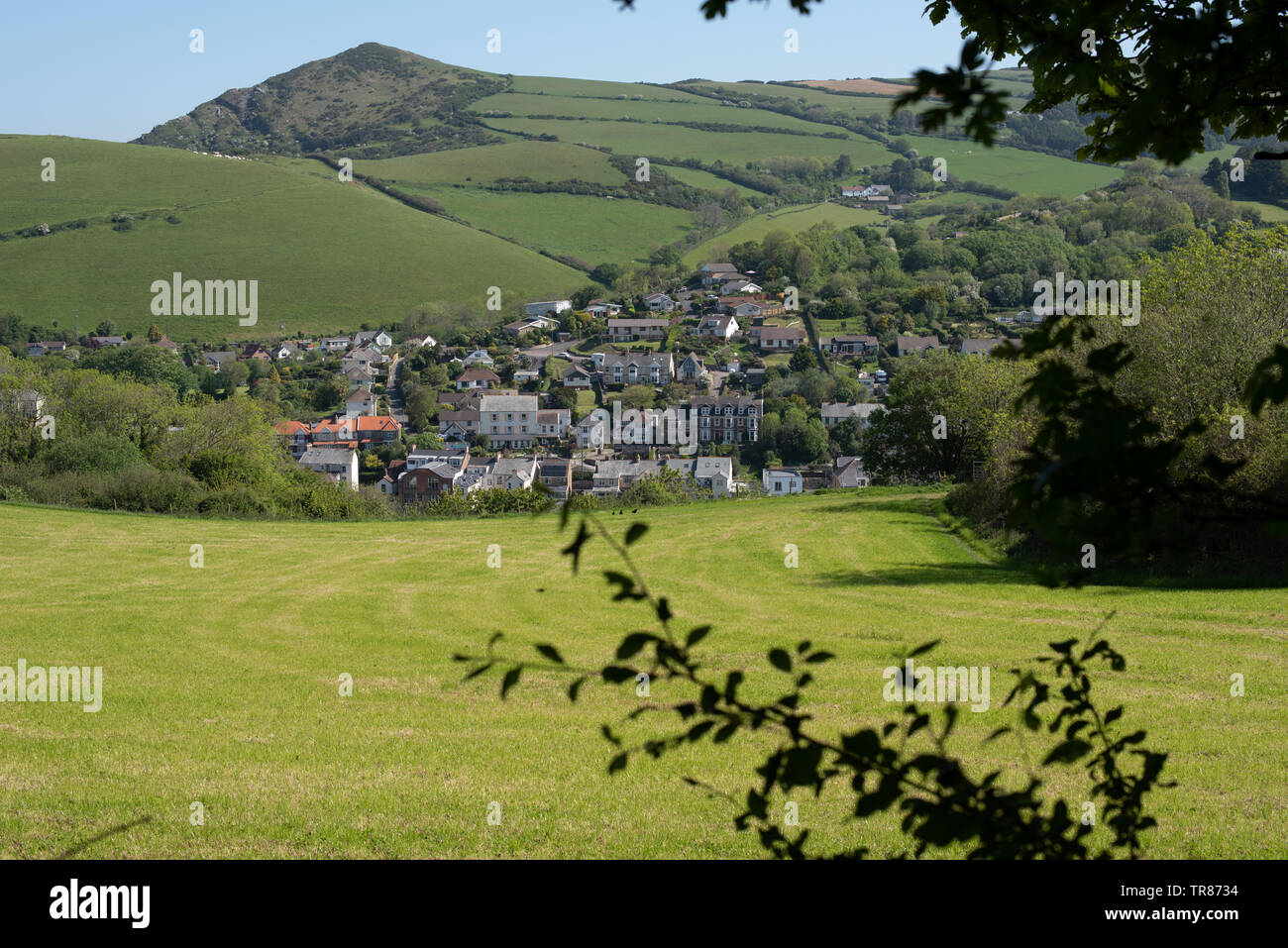 Combe Martin, North Devon, with Exmoor National Park in the distance ...