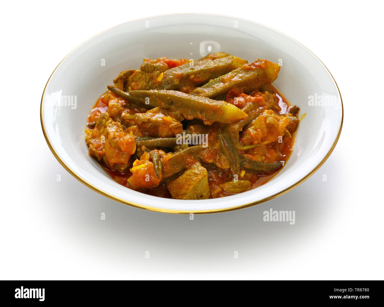 khoresh bamieh, iranian okra stew isolated on white background Stock ...