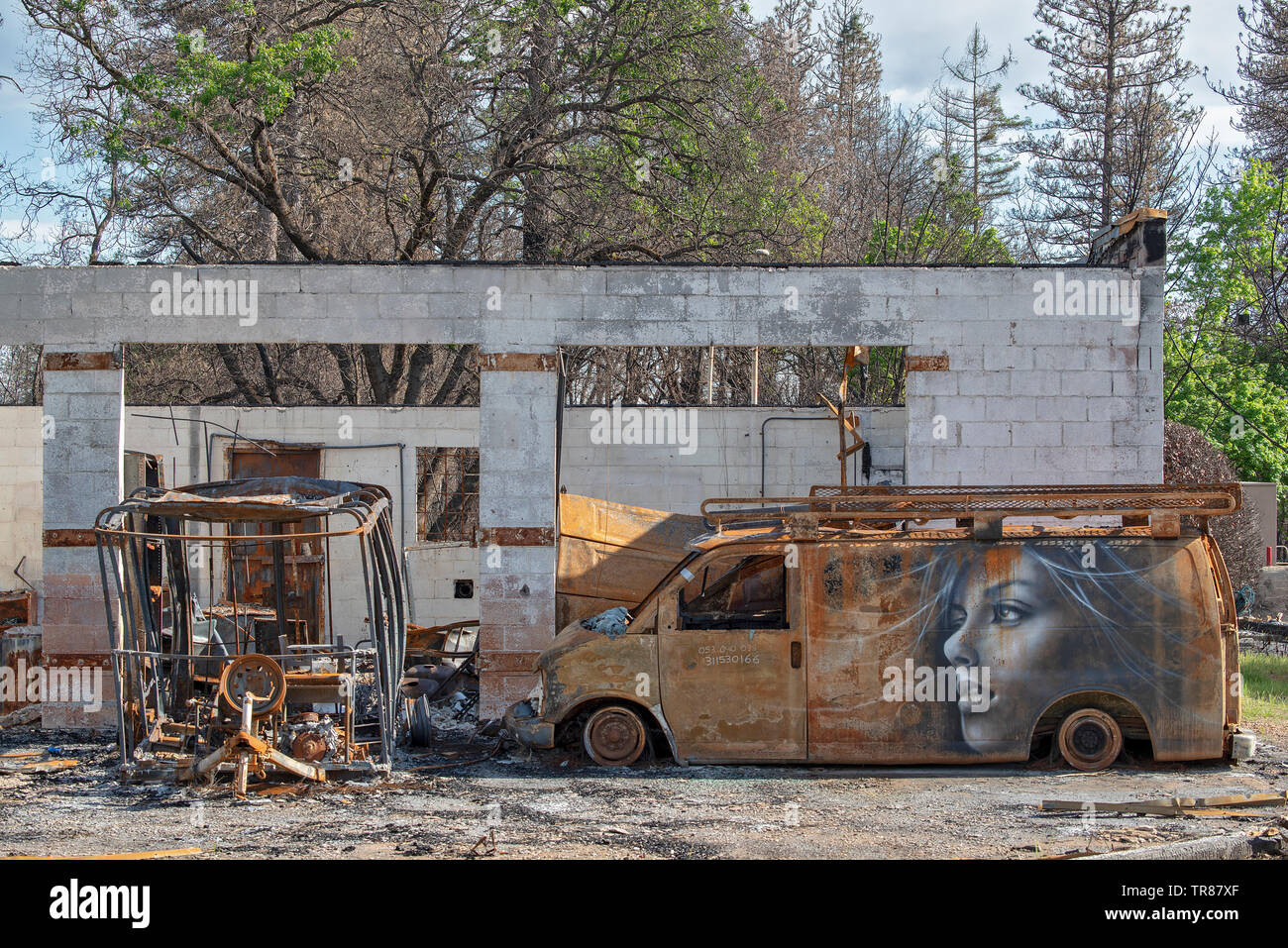 Graffiti artist Shane Grammer paints portraits among the ashes from ...