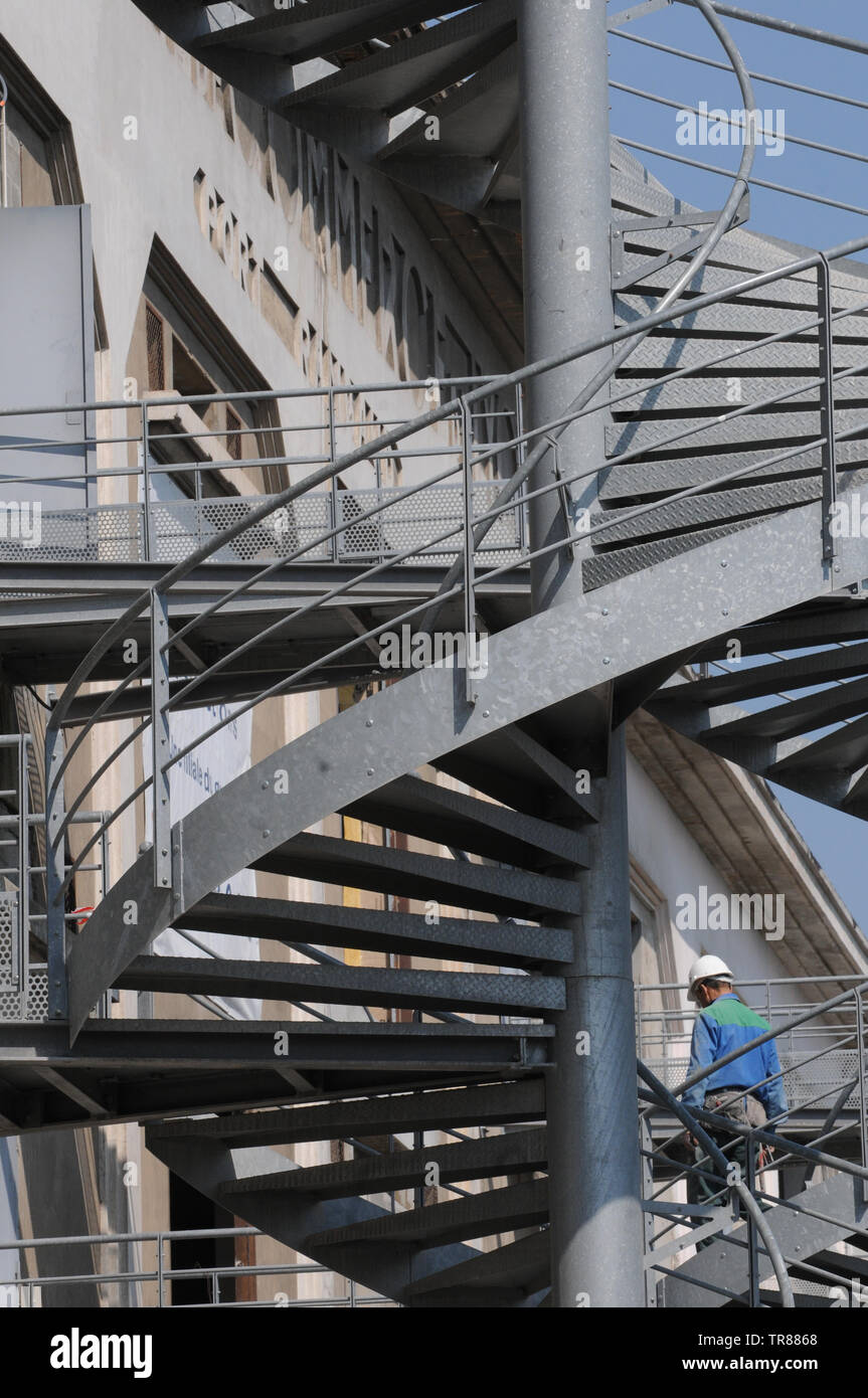 Helicoidal stairs, La Sucriere, Confluence district, Lyon, Rhone ...