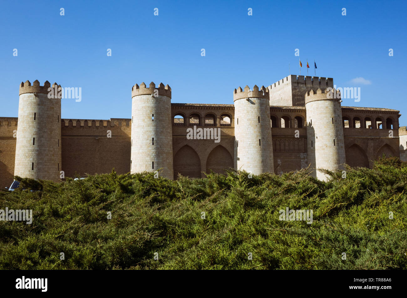 Zaragoza, Aragon, Spain : Walls of the Aljafería Palace Unesco World ...