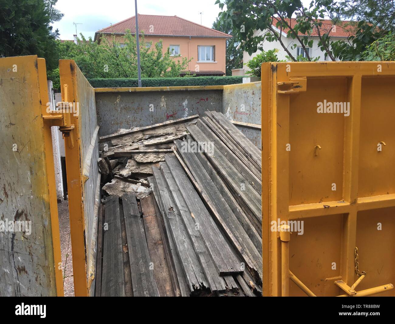 Bulky waste skip, Bron, France Stock Photo - Alamy